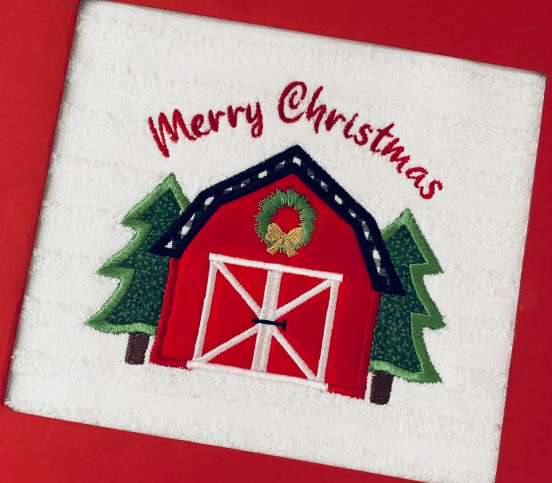 Barn Christmas Applique Design,barn Design,christmas Barn Applique ...