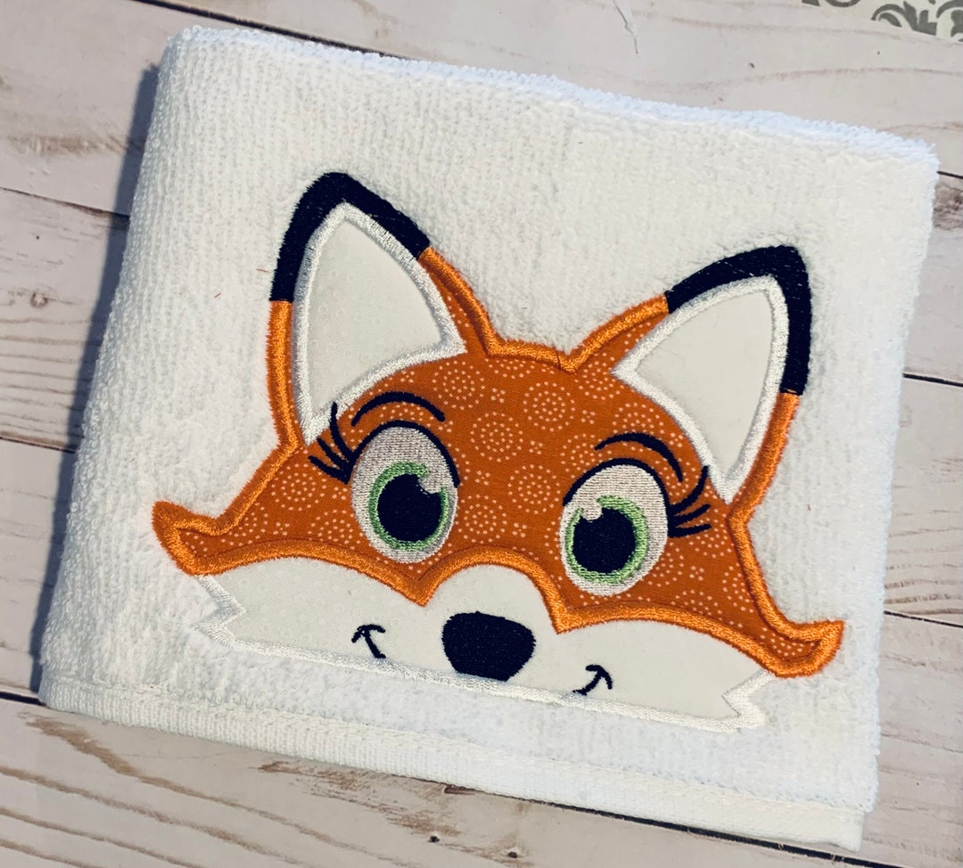 Fox Applique Design,fox Hooded Towel Applique Design,fox Peeker ...