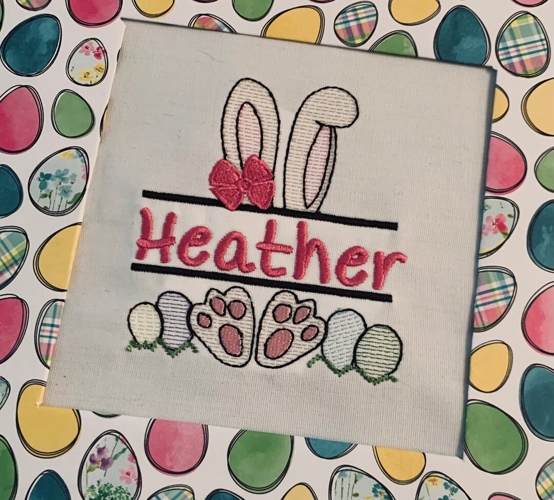 Easter Bunny Nameplate Sketch Embroidery Design,bunny Nameplate ...