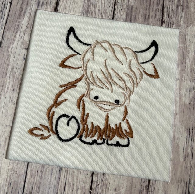 Highland Cow Embroidery Design,highland Cow Outline Embroidery Design ...