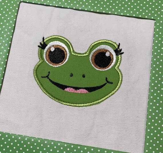 Frog Face Applique Designfrog Appliquefrog Face - Etsy