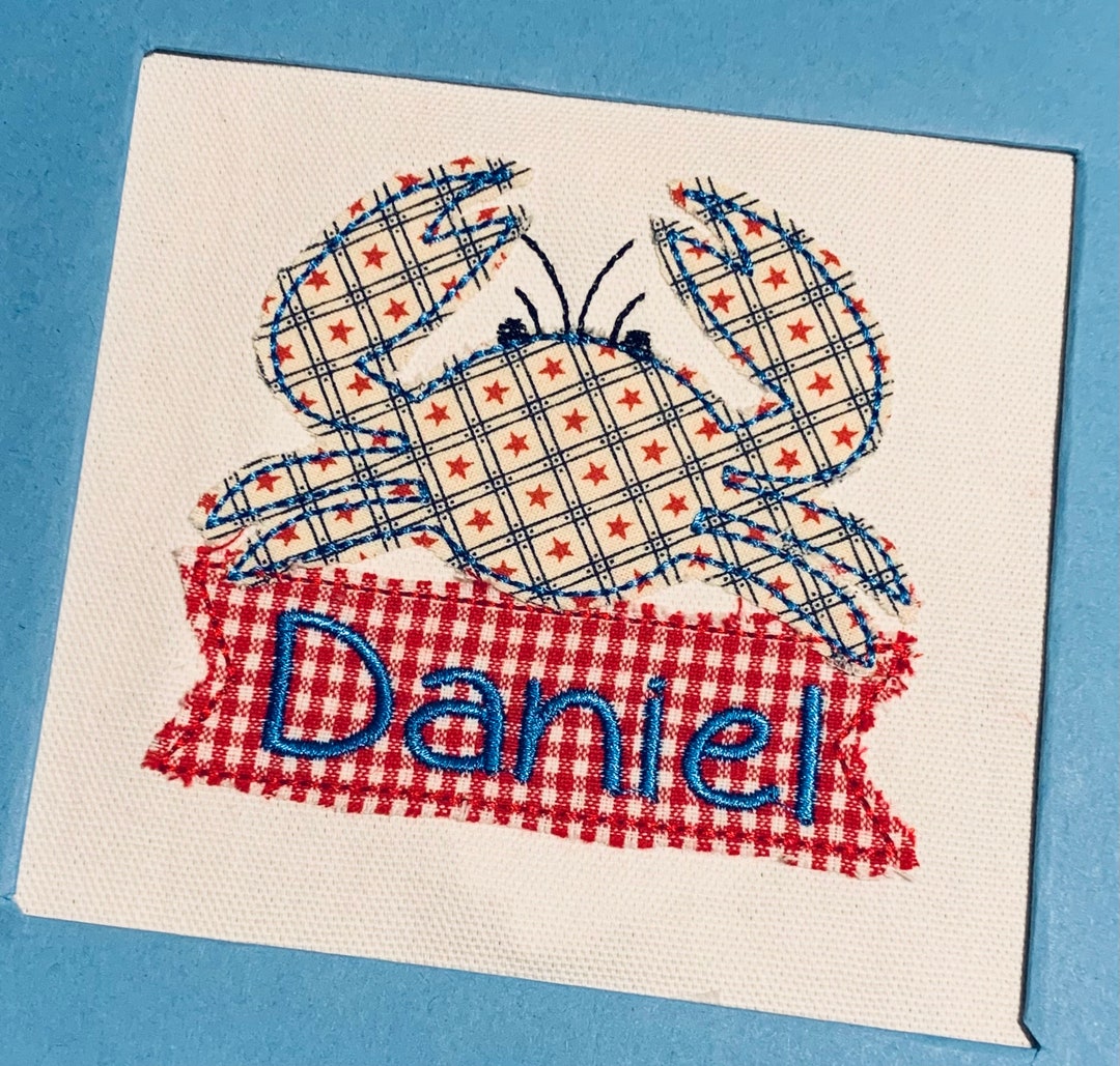 Crab Bean Stitch Applique Nameplate,crab,crab Applique Nameplate,crab ...