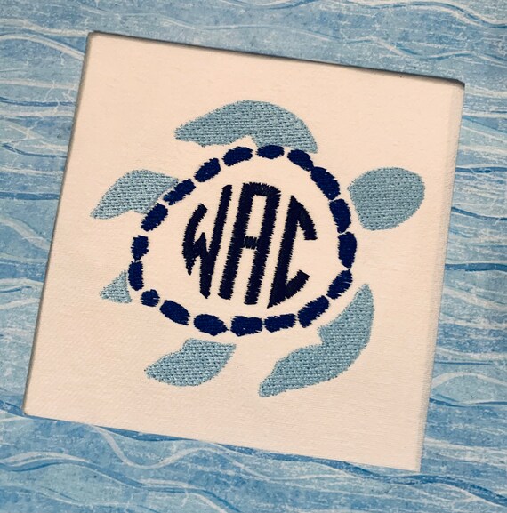 Turtle Monogram Embroidery Design - Etsy