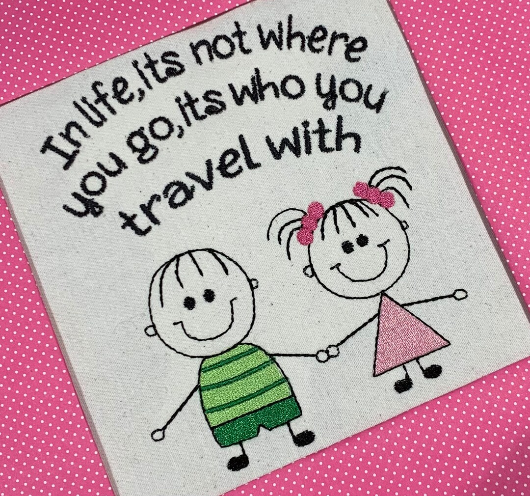 Girl and Boy Stick Figure Embroidery Design,sayings Embroidery, Life ...