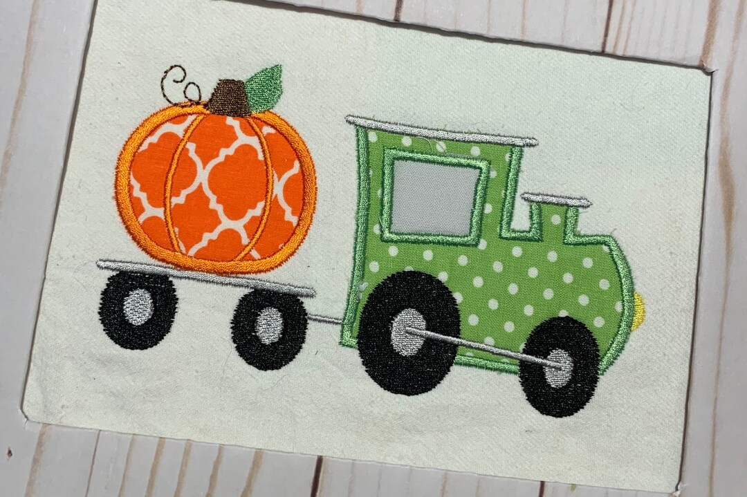 Train With Pumpkin Applique Design,train With Pumpkin Applique,train ...