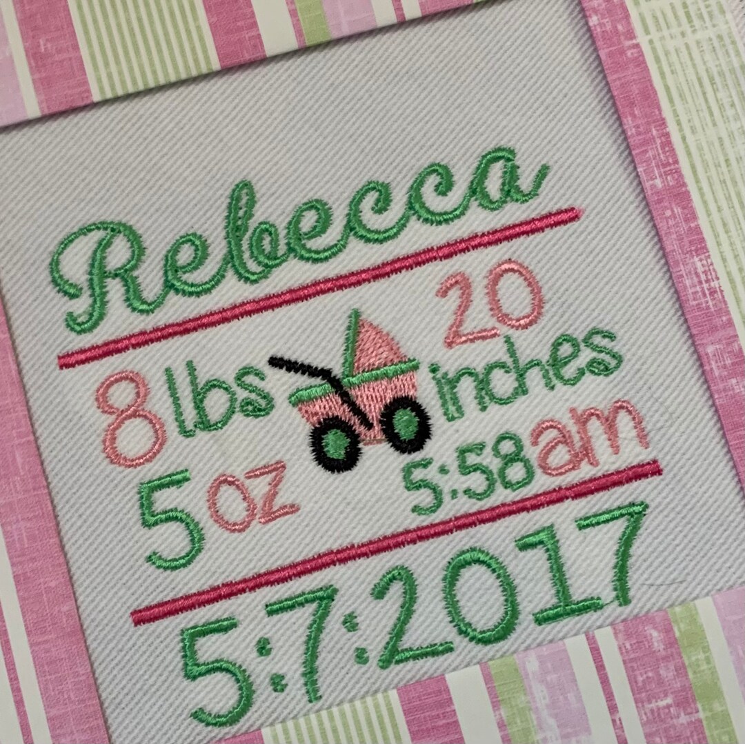 Birth Template Baby Buggy Embroidery Design,baby Birth Template ...