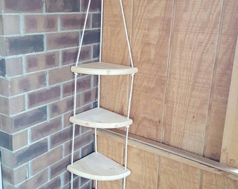 Corner nautical rope swing shelf 4 tier shelf nautical | Etsy