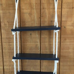 Nautical Shelf, 3 Tier Nautical Shelf, Coastal Wall Decor, Hanging ...