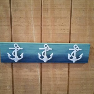 Anchor Towel Rack Ombre Effect, Anchor Hooks, Anchor Decor, Coat Hook ...