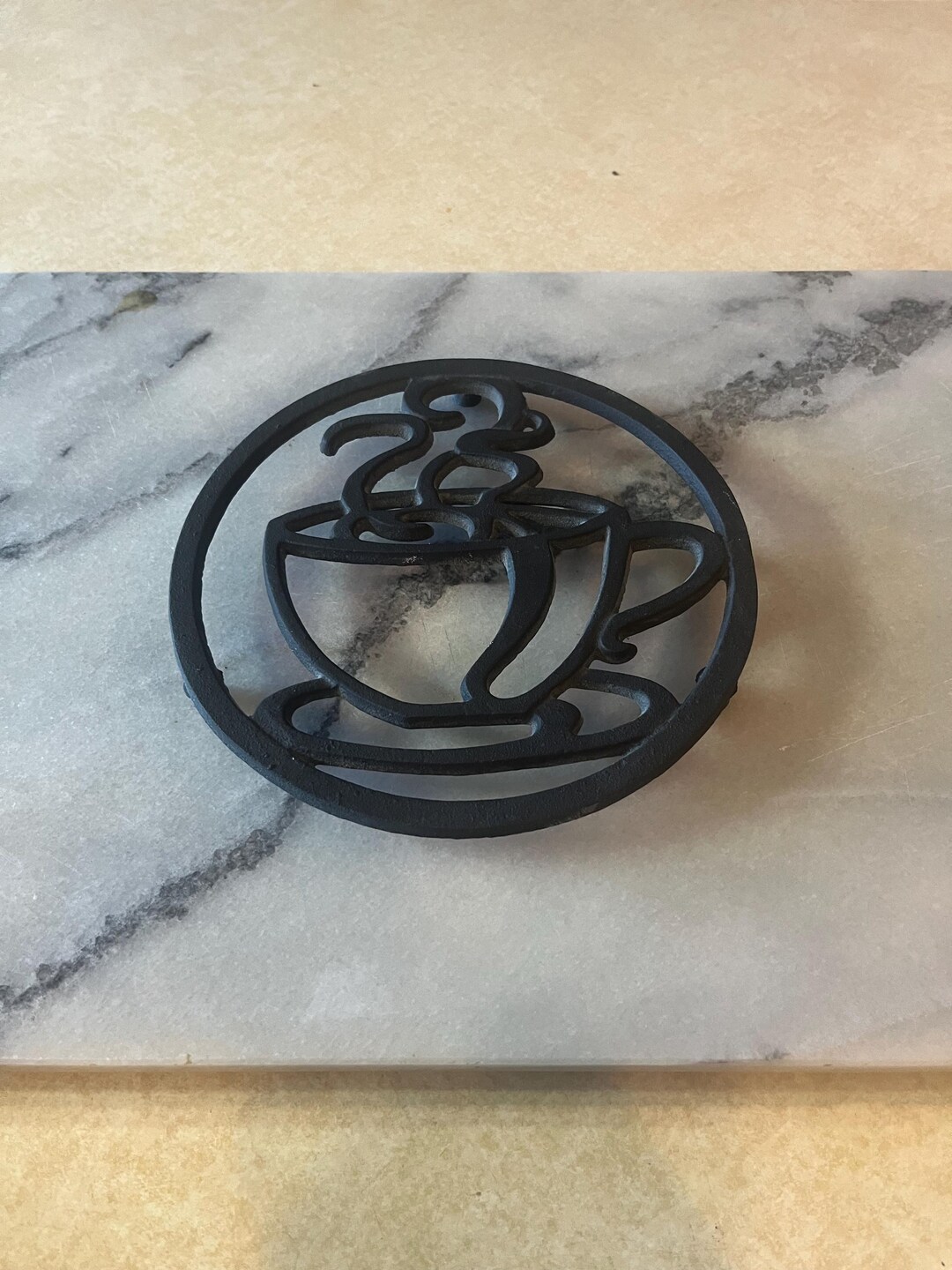 Vintage Coffee Trivet, Cast Iron Coffee Cup Trivet, Coffee Bar Trivet ...