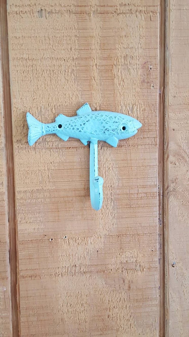 Fish Wall Hook Cast Iron Fish Hook Man Cave Hook Angler | Etsy