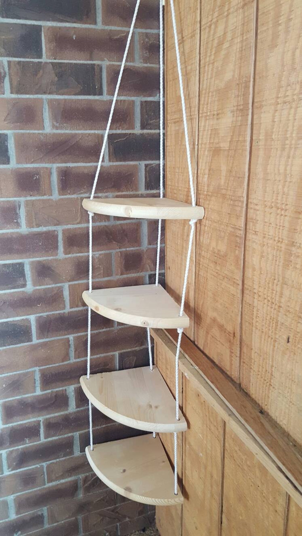 4 Tier Corner Nautical Rope Swing Shelf / Nautical Decor / | Etsy