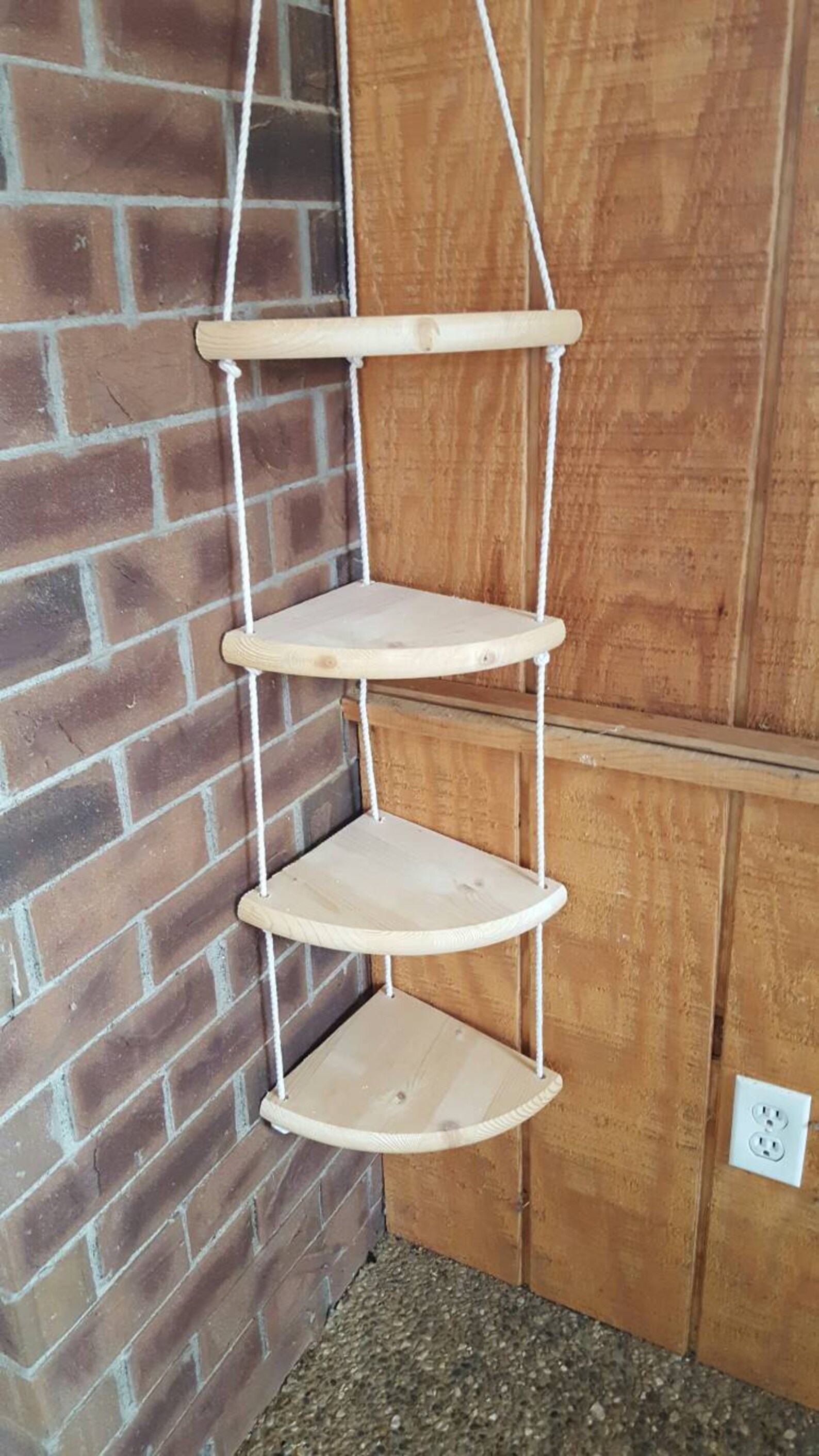 4 Tier Corner Nautical Rope Swing Shelf / Nautical Decor / - Etsy