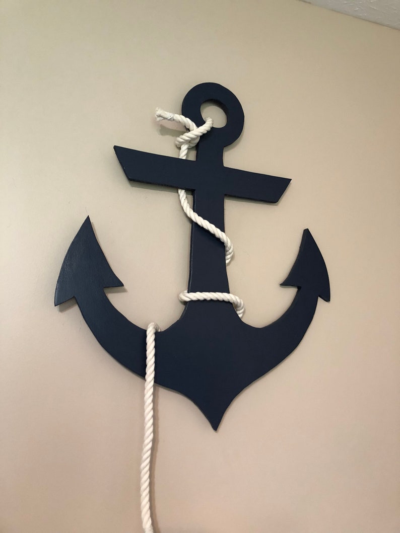Wooden Nautical Anchor With Rope Anchor Decor Large Anchor - Etsy