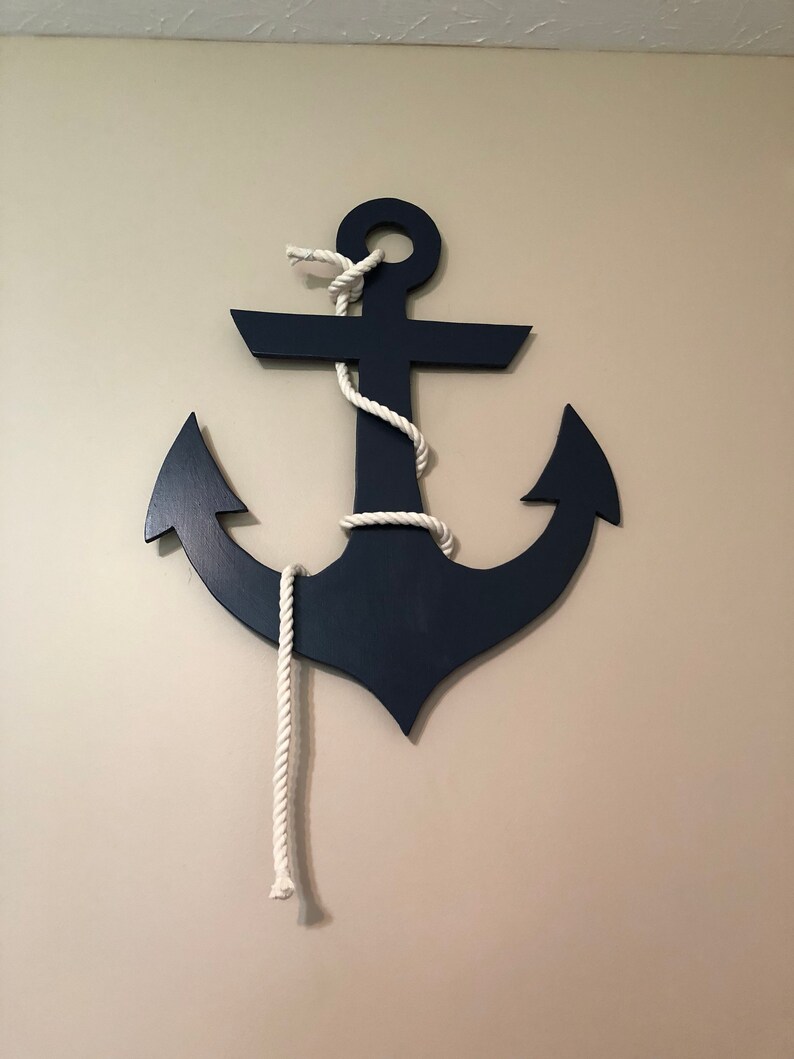Wooden Nautical Anchor With Rope Anchor Decor Large Anchor - Etsy