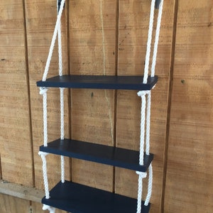Nautical Shelf, 3 Tier Nautical Shelf, Coastal Wall Decor, Hanging ...