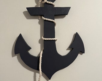 Wooden Anchor With Rope Nautical Decor - Etsy