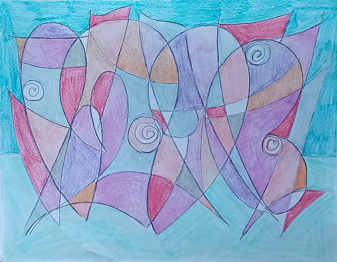 Original Cubist Pencil Drawing: "conversation" by Van Hovak (8.5x11 ...
