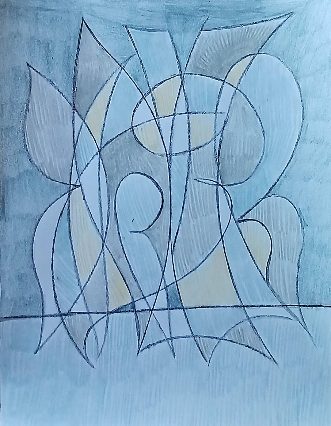 Cubist "cosmic Dance" Art Print: Original Pencil Drawing (8.5x11 Inch ...