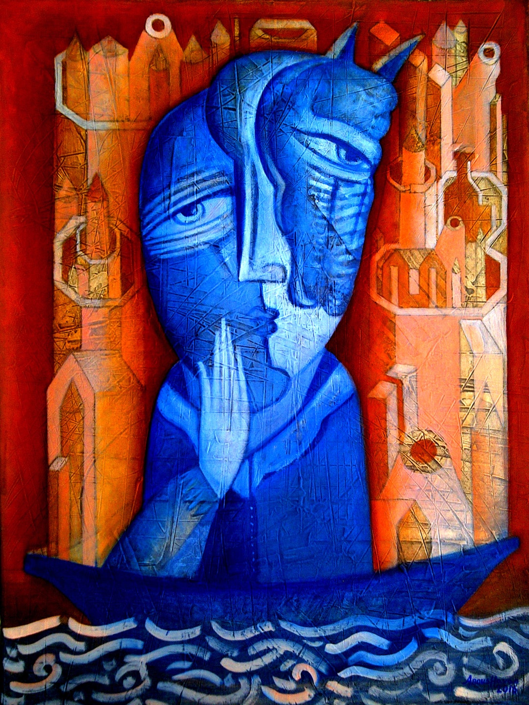 Impresión grande, arte cubista, pintura figurativa cubista de estilo ...