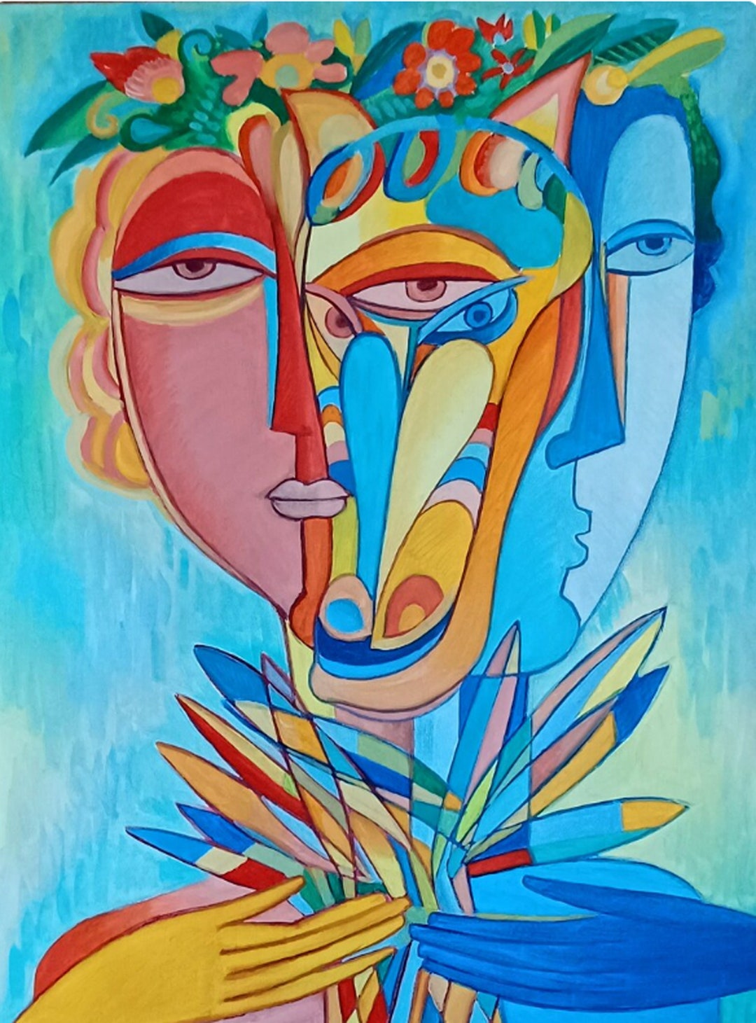 Large Painting Cubist Painting Print on Canvas Home Decor Harmony 18 X ...