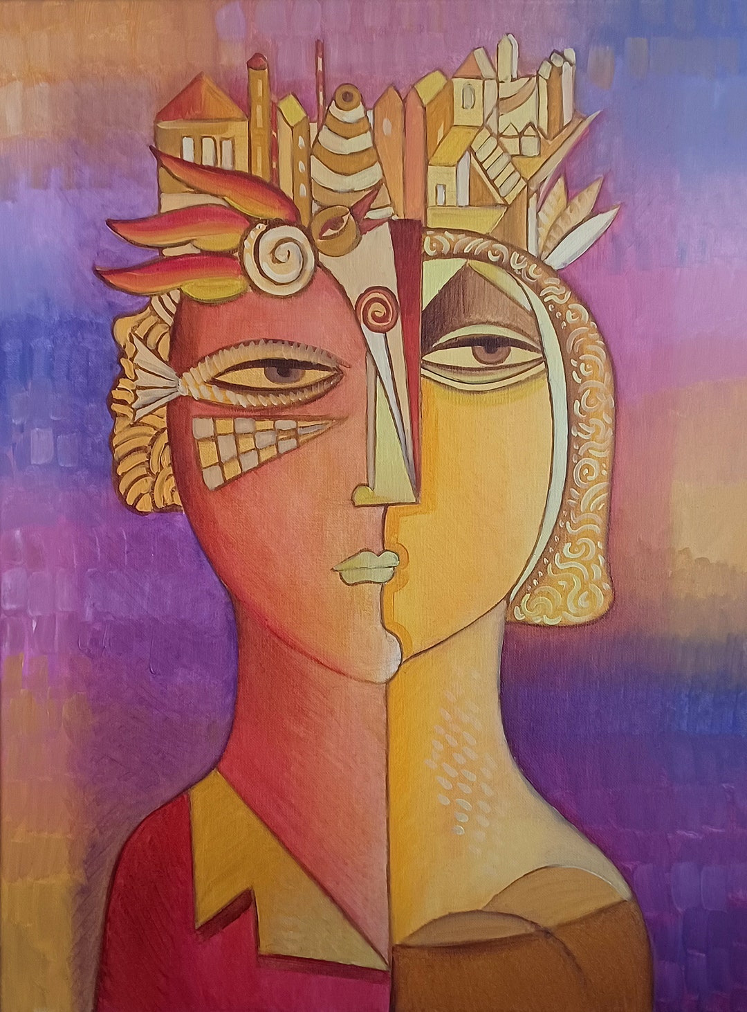 Large Painting Cubist Original Oil Painting Home Decor Dancer of ...