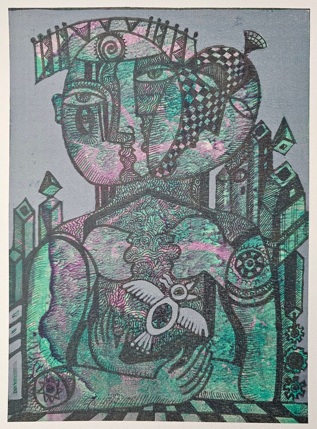 Cubist Print Free Shipping " Memories From San Diego " 11 X 8 Inch ...