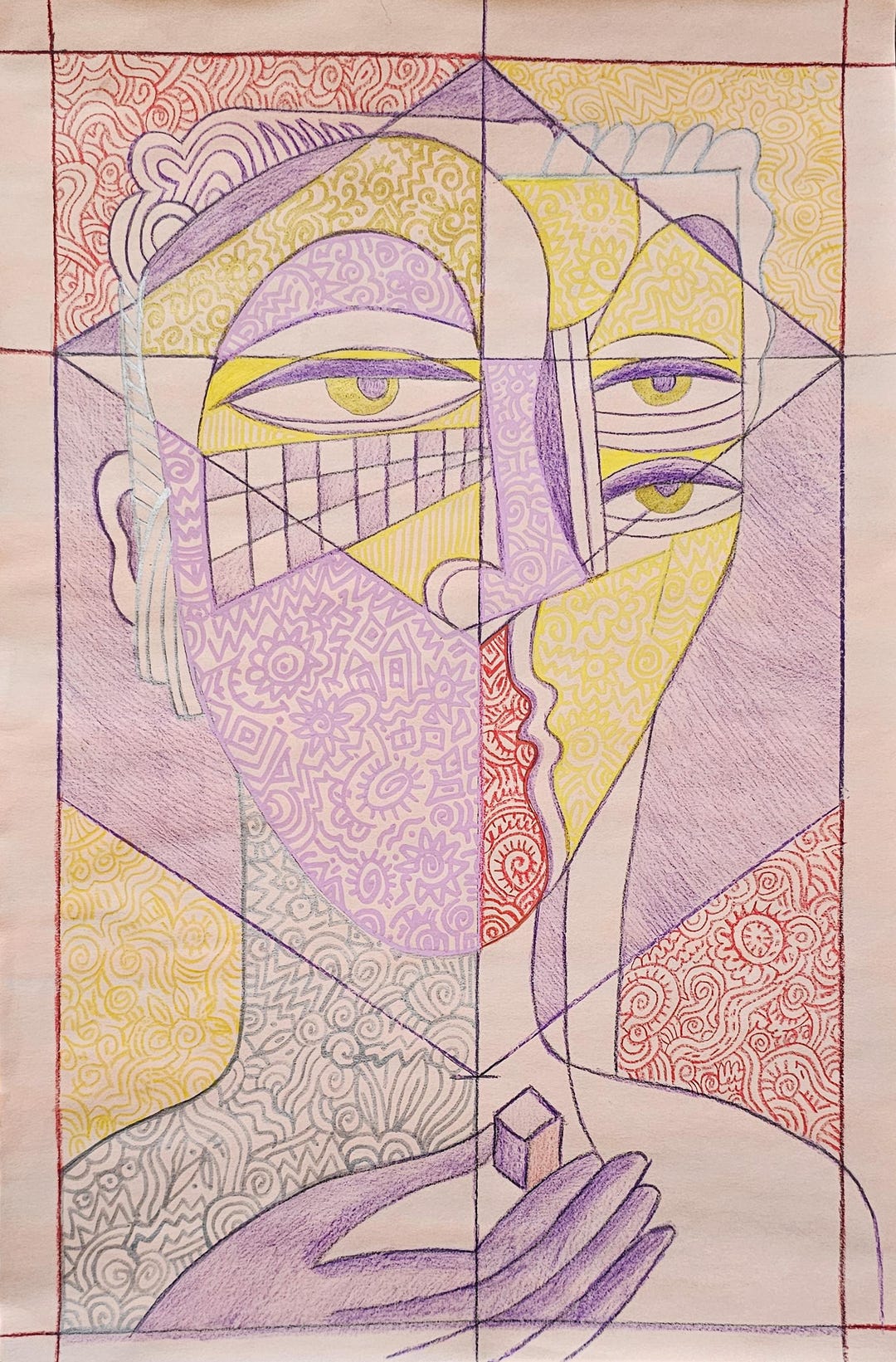 Original Acrylic Painting " Man in Cube " 17.8 X 12 Inch Acrylic, Mix ...