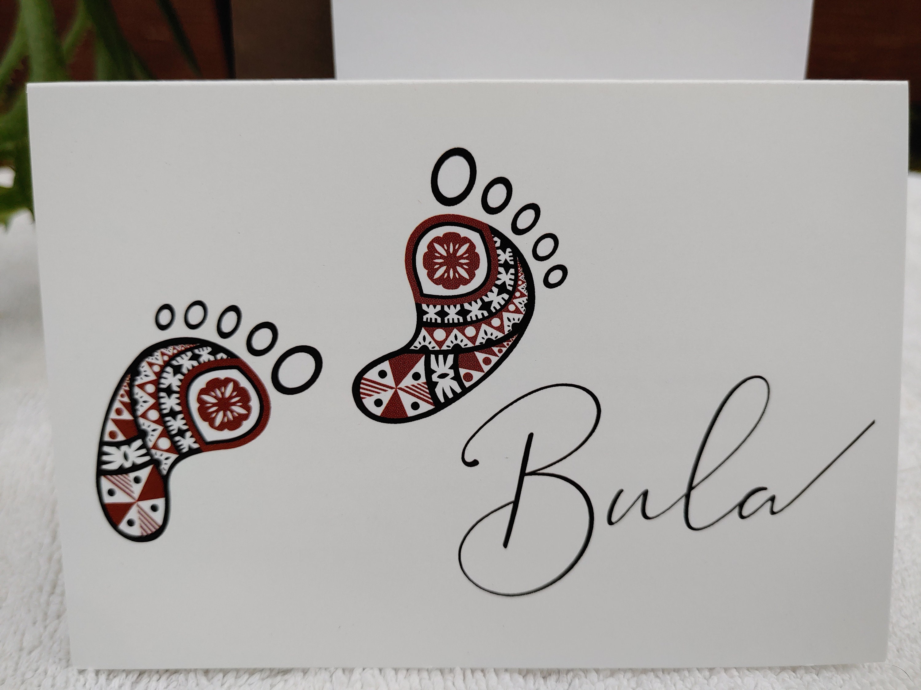 Bula 'hello' Card 5 Cards in Set in Fijian 3.5 X 5 Inches With Brown ...