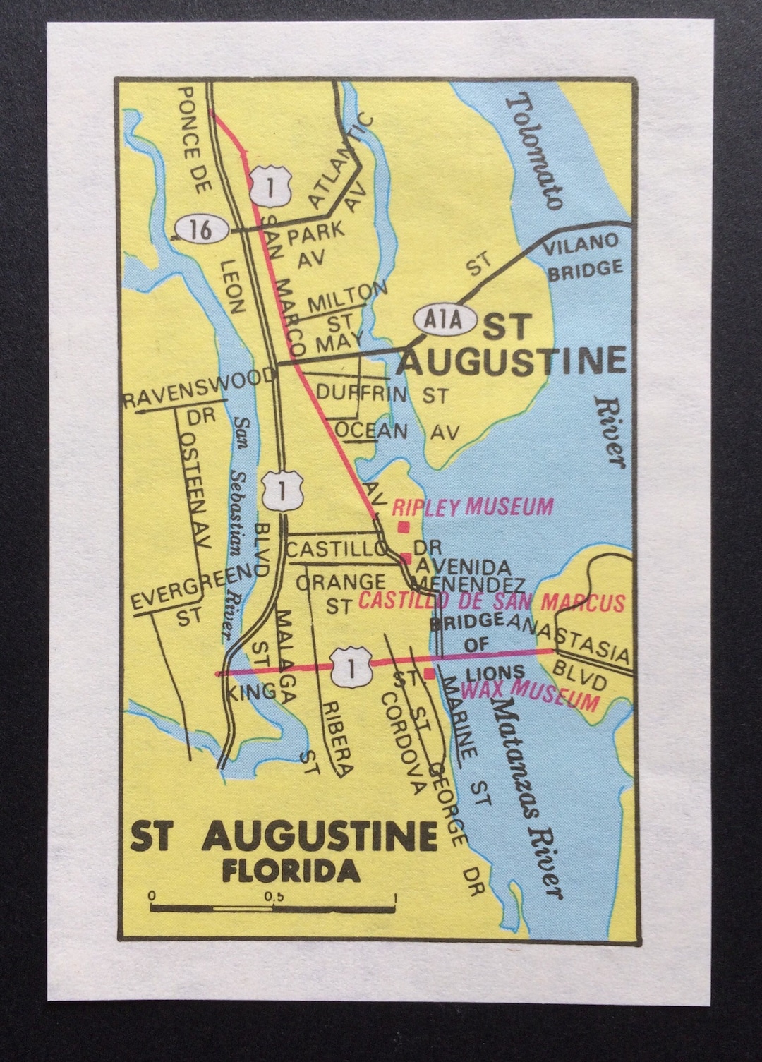 Vintage Mini-map of St. Augustine, FL, Ready for Framing | Free ...