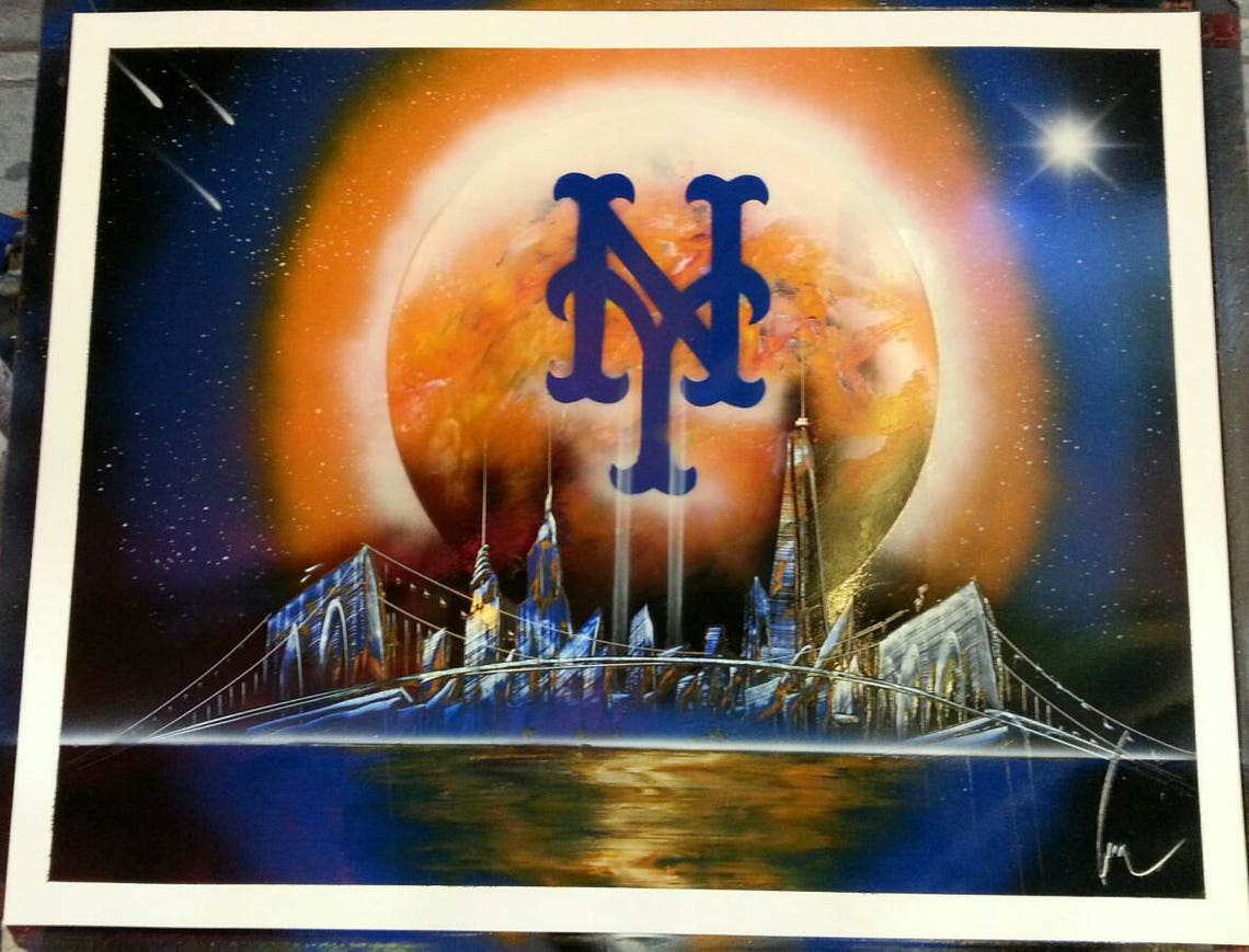 New York Mets - Spray Paint Art - Canvas 16 in X 20 in - Space Painting ...