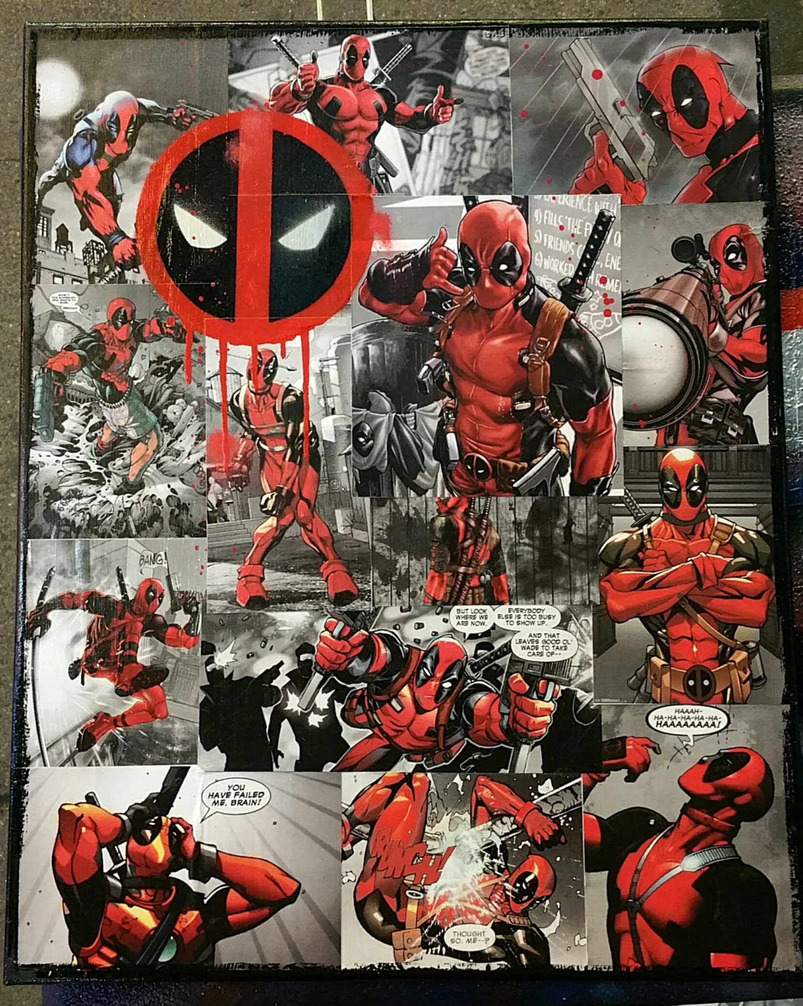 DEADPOOL Original Collage Art on Canvas 16 in x 20 in with a | Etsy
