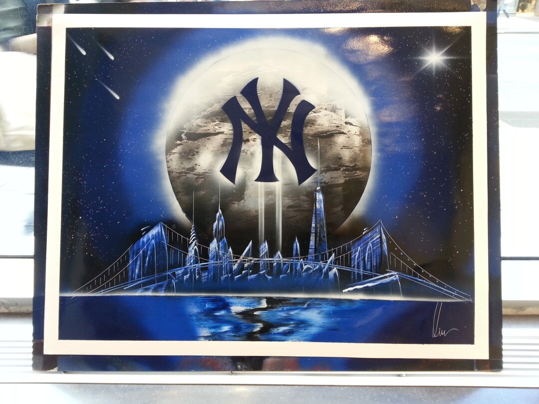 New York Yankees - Spray Paint Art - Canvas 16 in X 20 in - Space ...