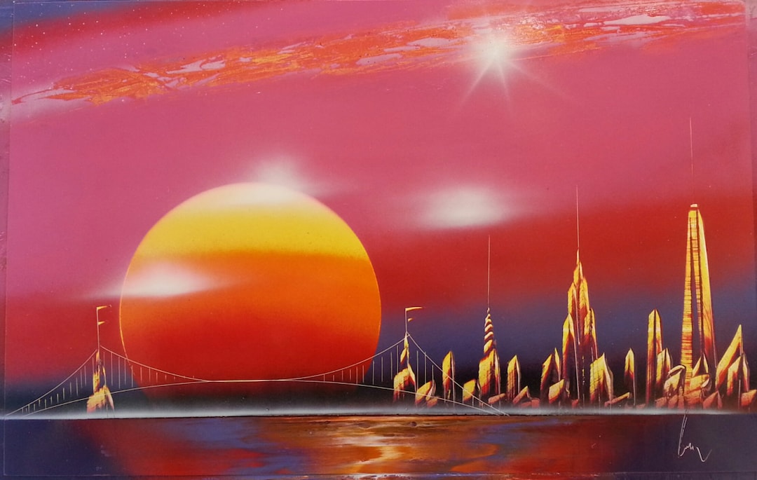 SUNSET Spray Paint Art Canvas Space Painting Free - Etsy