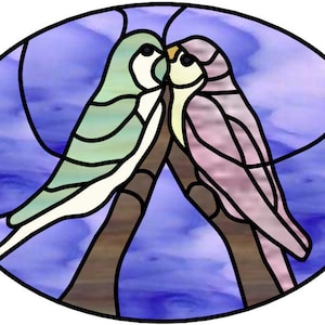 Stained Glass, Mosaic, or Quilt Pattern, Parakeets, Digital Download - Etsy