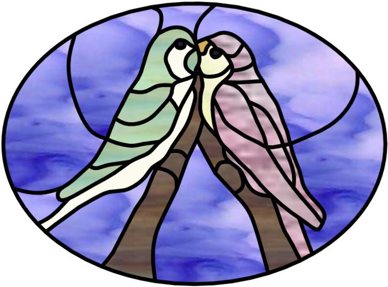 Stained Glass, Mosaic, or Quilt Pattern, Parakeets, Digital Download - Etsy