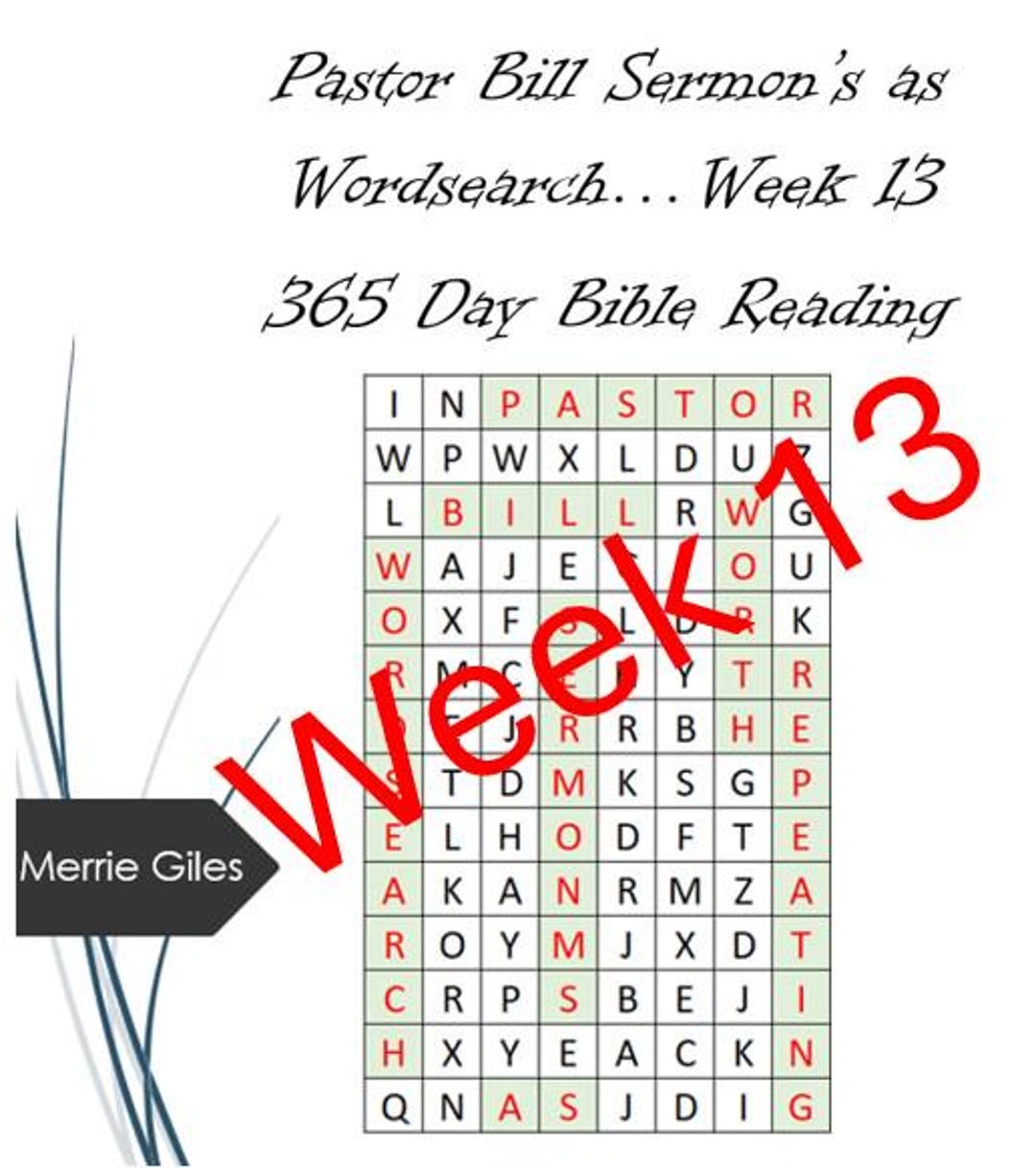 Week 13/day 85-91 Word Search Puzzles 365 Day Bible Reading - March 26 ...