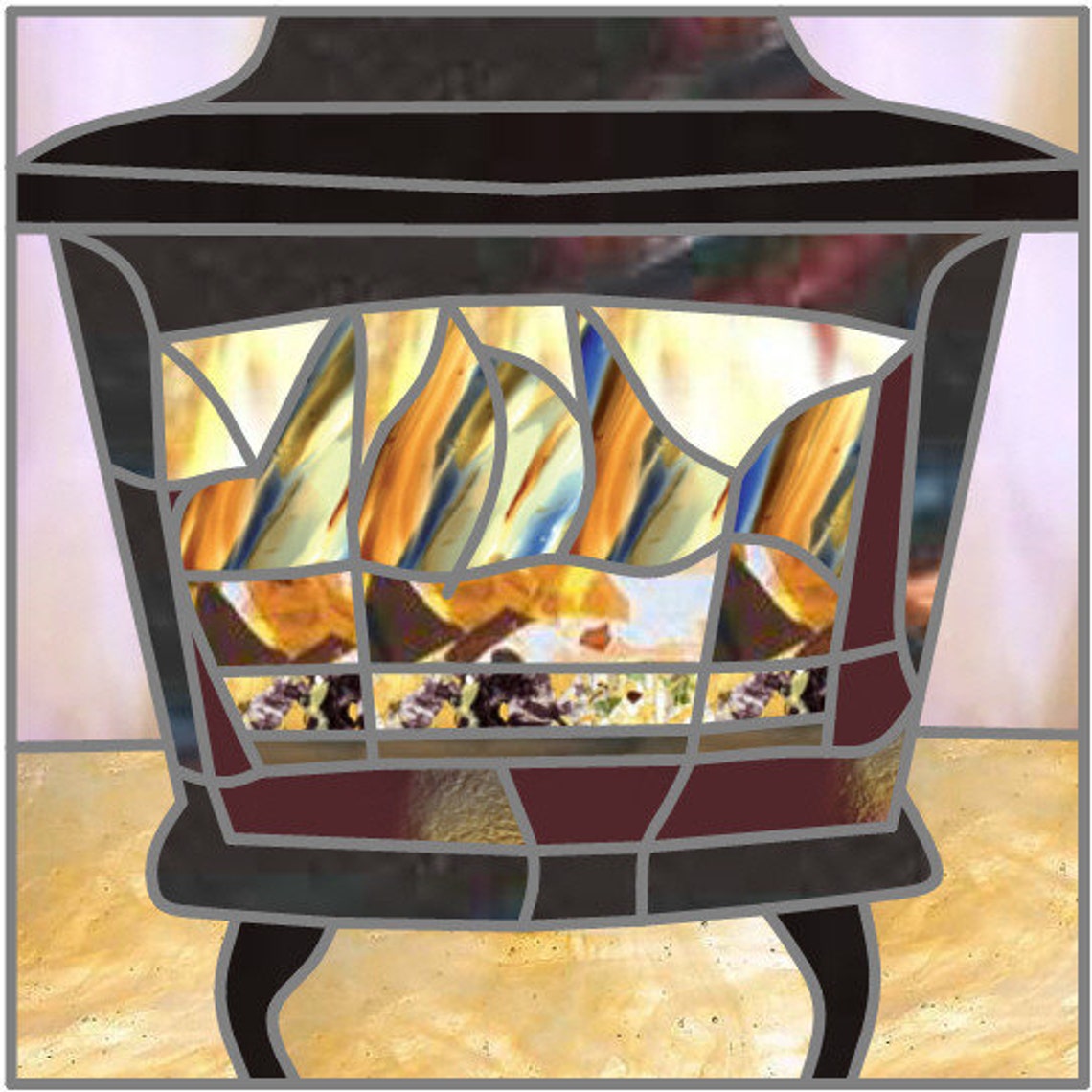 Stained Glass, Mosaic, or Quilt Pattern, Wood Burning Stove, Digital ...