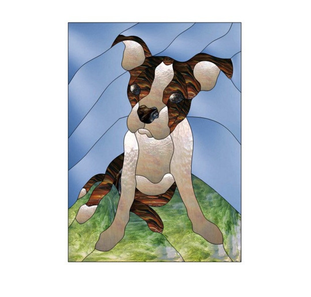 Stained Glass, Mosaic, or Quilt Pattern, Boston Terrier Puppy, Digital ...