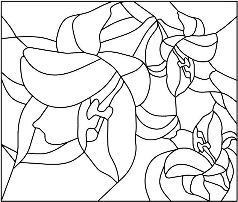 Stained Glass, Mosaic, or Quilt Pattern, Easter Lily, Digital Download ...