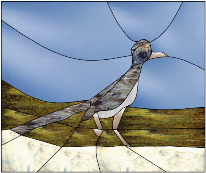Stained Glass, Mosaic, or Quilt Pattern, Road Runner Desert, Digital ...