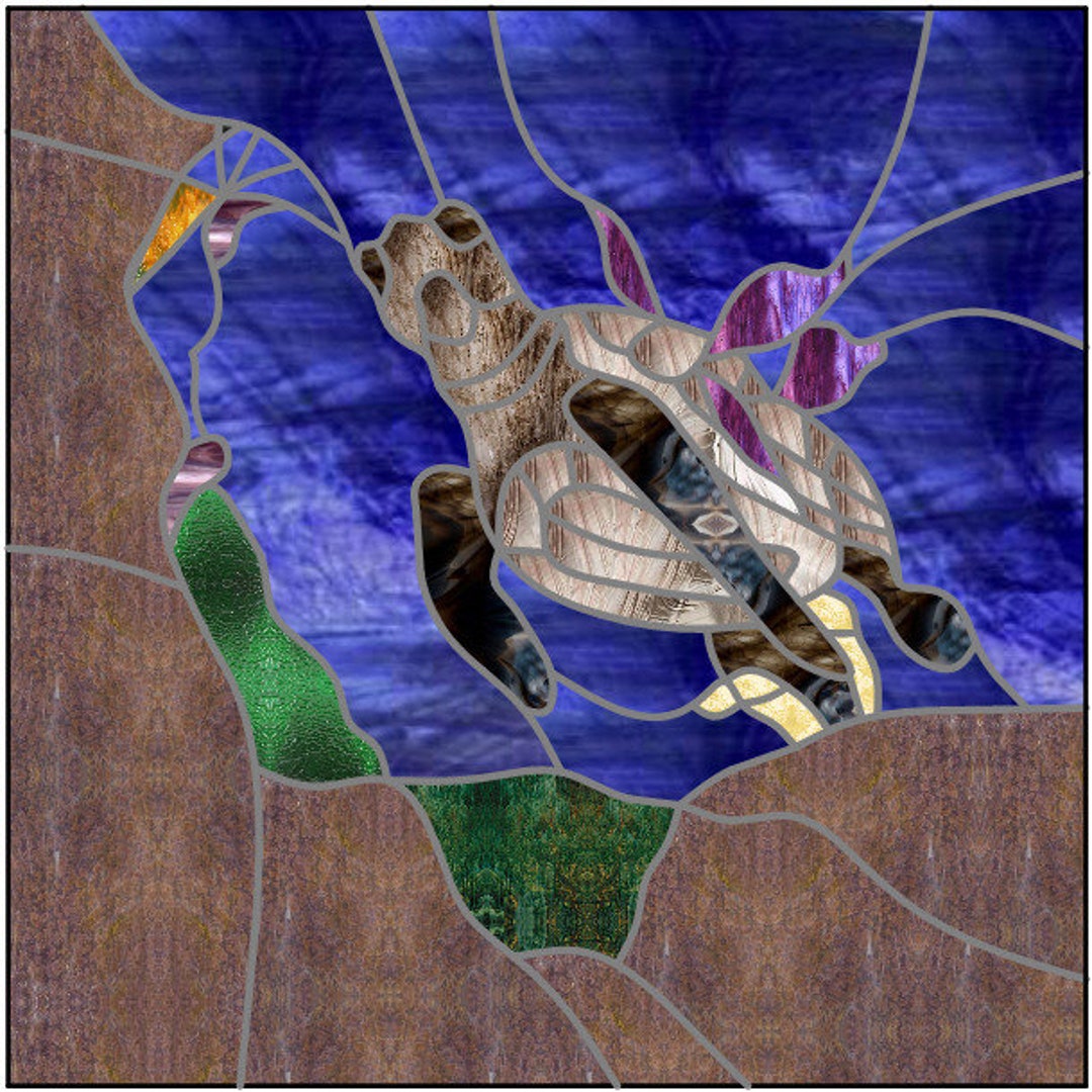 Stained Glass, Mosaic, or Quilt Pattern, Sea Turtle, Digital Download ...