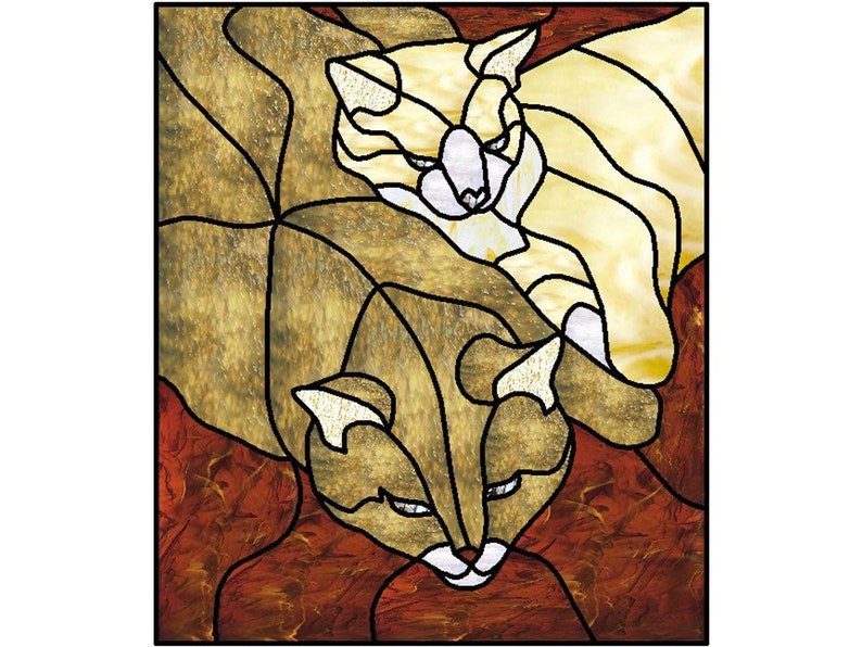 Stained Glass, Mosaic, or Quilt Pattern, Cat Pair, Digital Download - Etsy