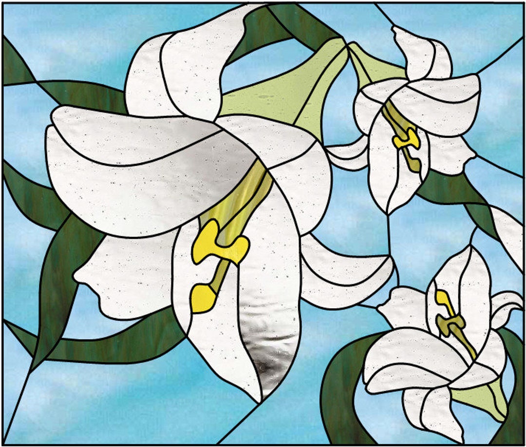 Stained Glass, Mosaic, or Quilt Pattern, Easter Lily, Digital Download ...