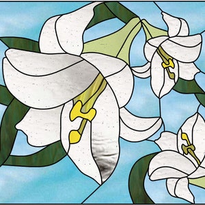 Stained Glass, Mosaic, or Quilt Pattern, Easter Lily, Digital Download ...