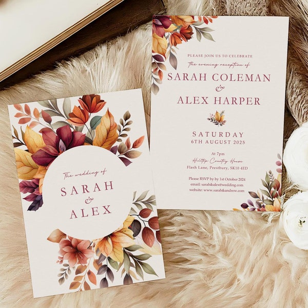 Fall Wedding Invitations - Etsy