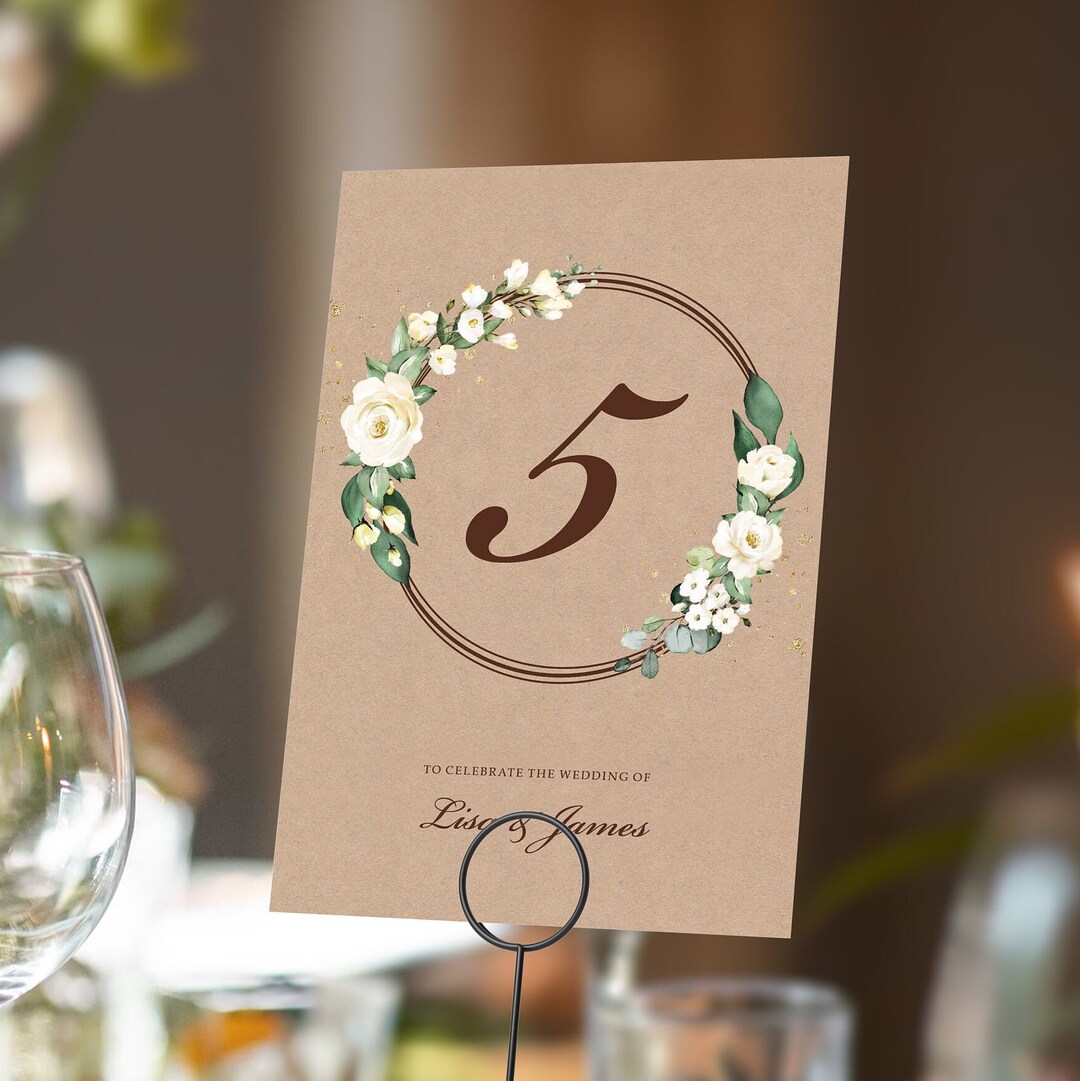 Rustic Kraft Table Numbers or Table Names | Any Colour Font | A5 Double ...