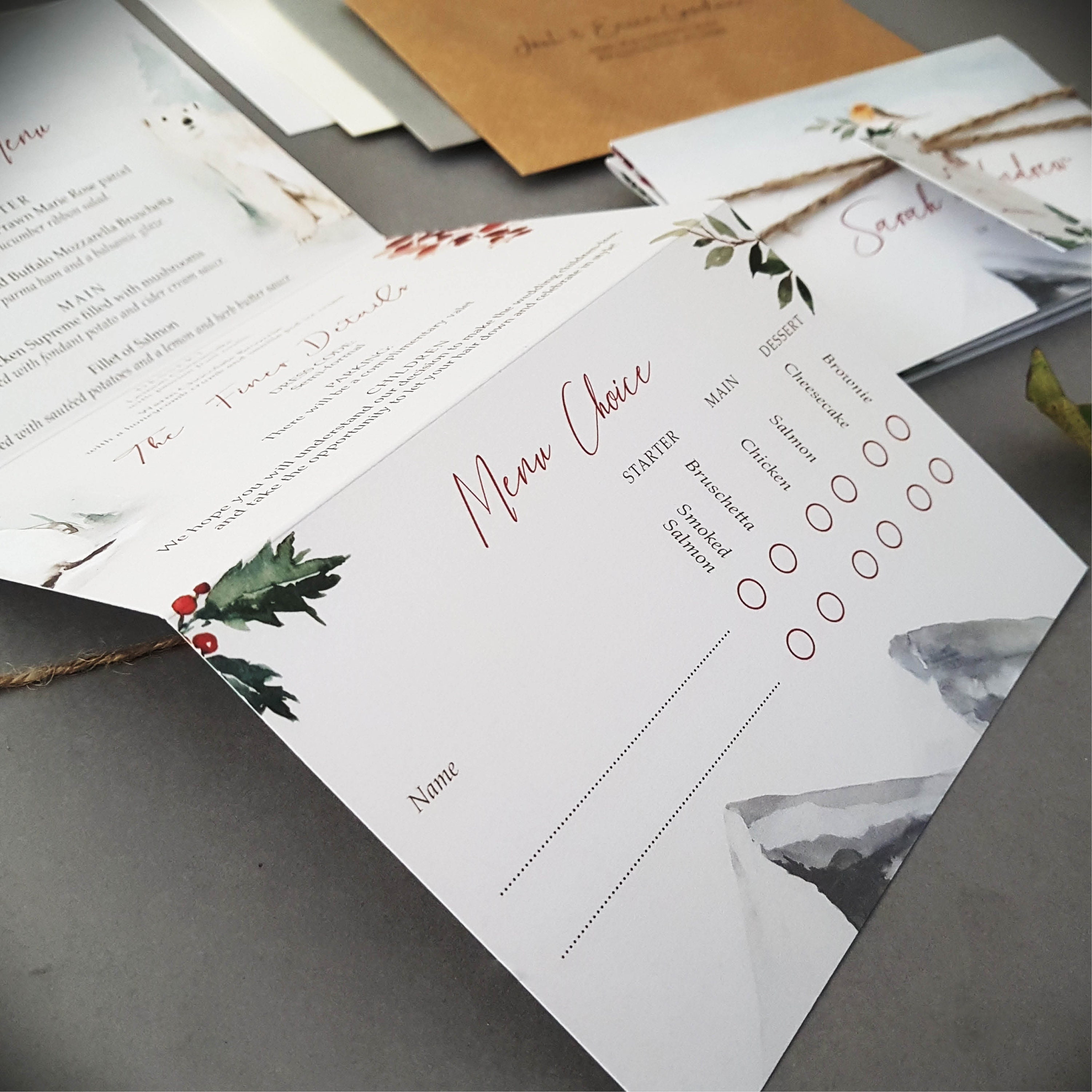 Winter Wedding Invitation Set Personalised Wedding Invite | Etsy