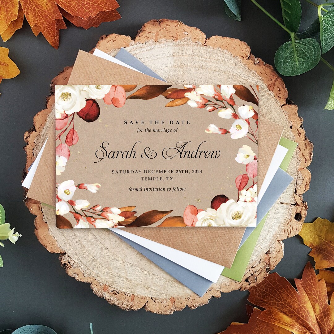 Autumn Fall Save the Date Cards or Save the Evening or Weekend With ...