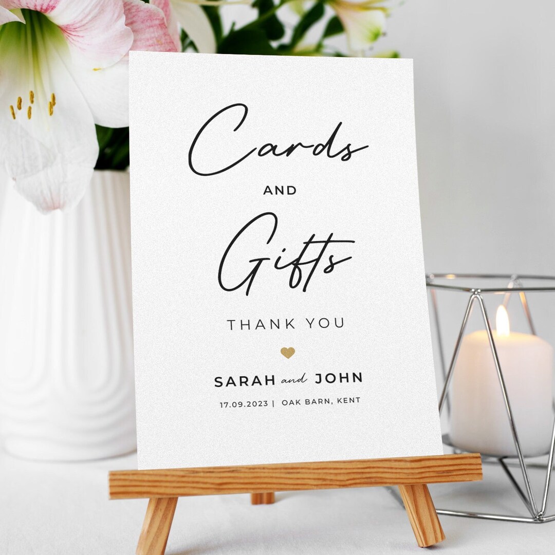 Wedding Sign - Cards & Gifts on A3, A4 or A5 Printed on Card and ...